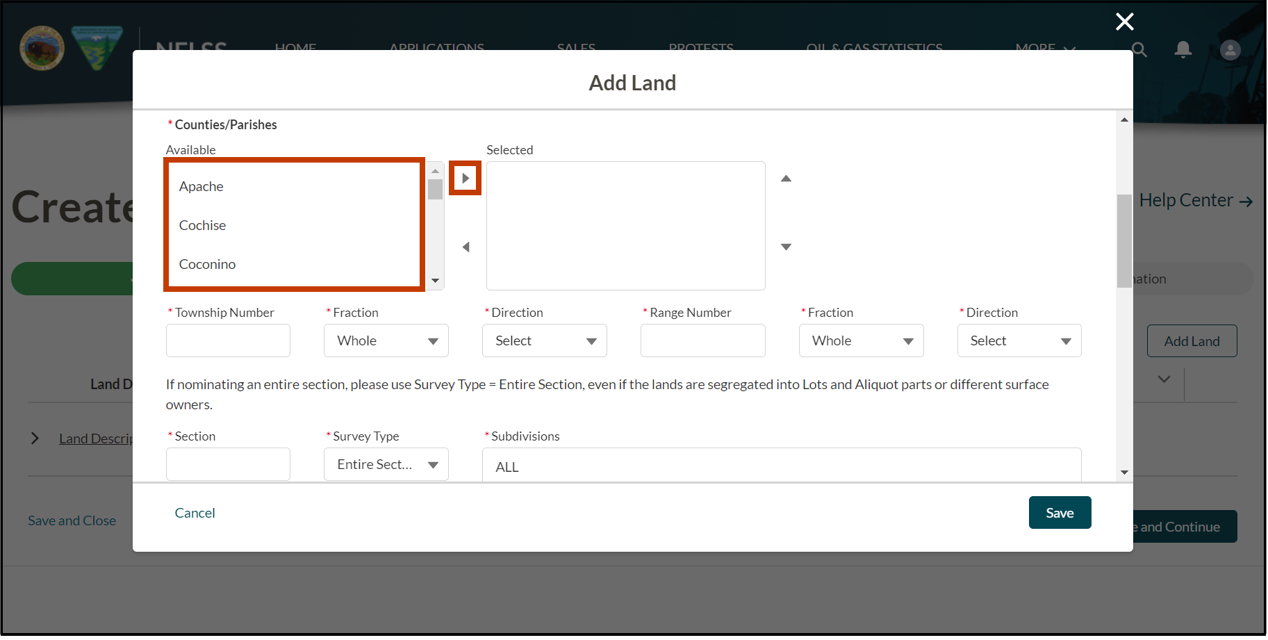 Create a New Application (Add Lands 1 of 2) Quick Guide