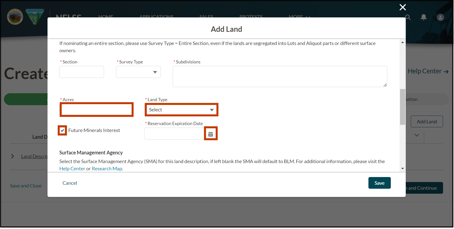 Create a New Application (Add Lands 1 of 2) Quick Guide